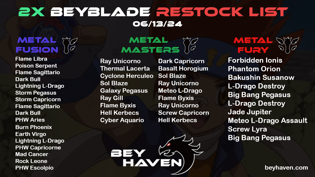 June 13th 2x Restock List – Beyhaven