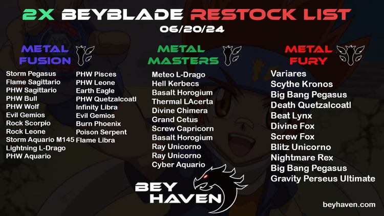 June 20th 2x Restock List – Beyhaven