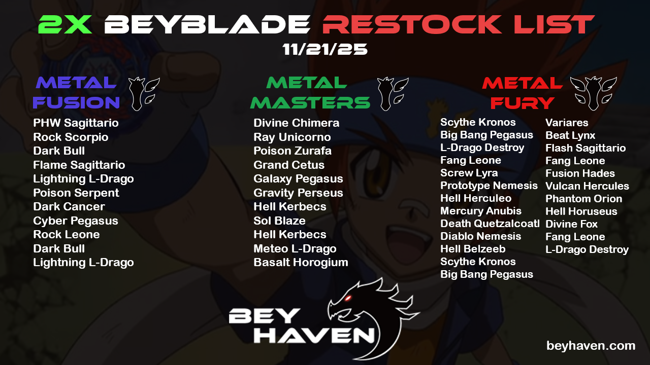 November 21st 2x Restock List! – Beyhaven