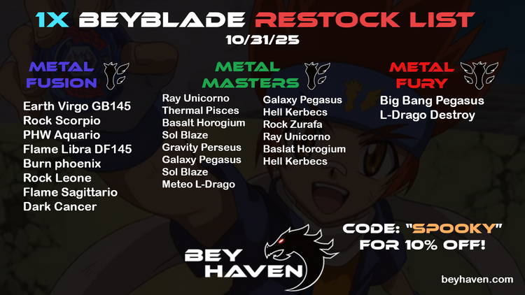 October 31st 1x Restock List! – Beyhaven